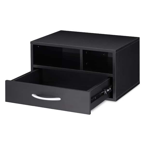 FITUEYES Black Desktop Printer Stands with Drawer, Office Desk ...