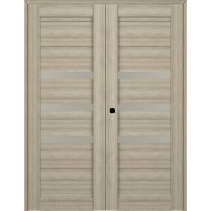 Belldinni Dora 32 in. x 84 in. 3-Lite Frosted Glass Shambor Wood ...