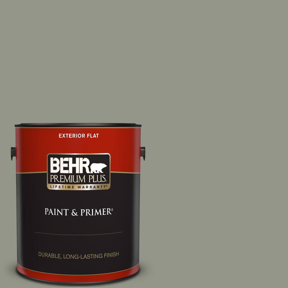 BEHR PREMIUM PLUS 1 gal. #ECC-36-1 Shady Willow Flat Exterior Paint ...
