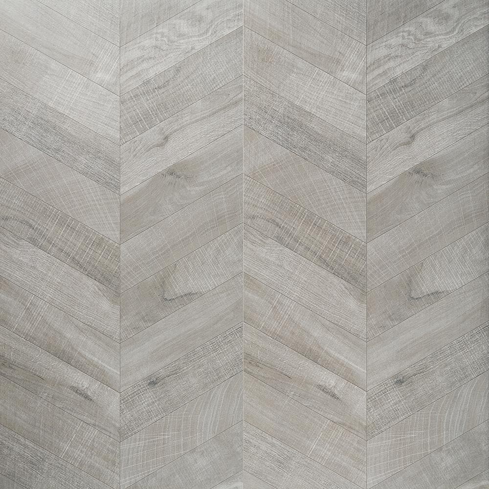 Ivy Hill Tile Montgomery Chevron Gray 8 in. x 0.41 in. Matte Porcelain ...