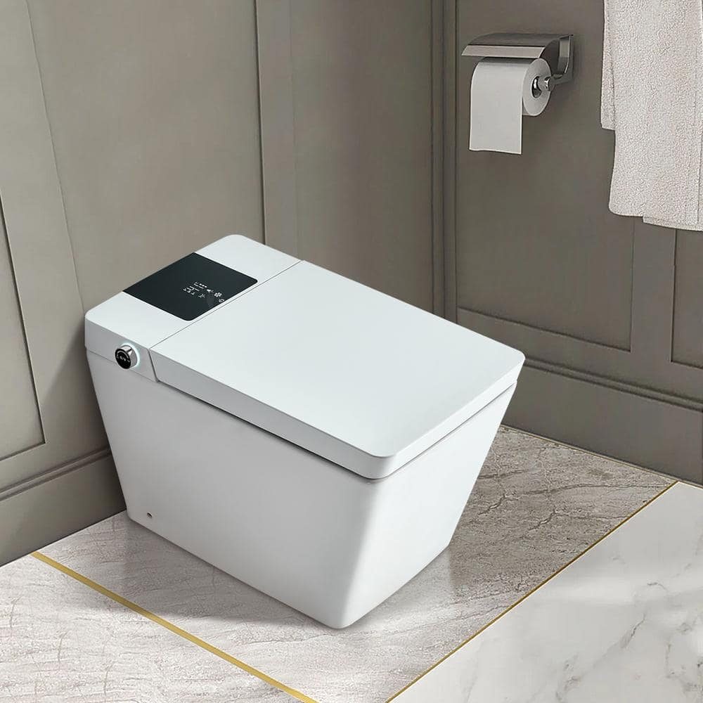 ANGELES HOME Rectangular 12 in. Roungh-In Smart Toilet Bidet, Auto Open ...