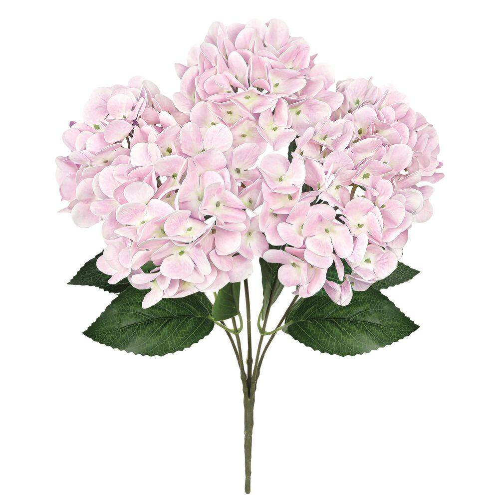 LIVING LUXURY 18 in. Light Pink Natural Touch Artificial Hydrangea ...
