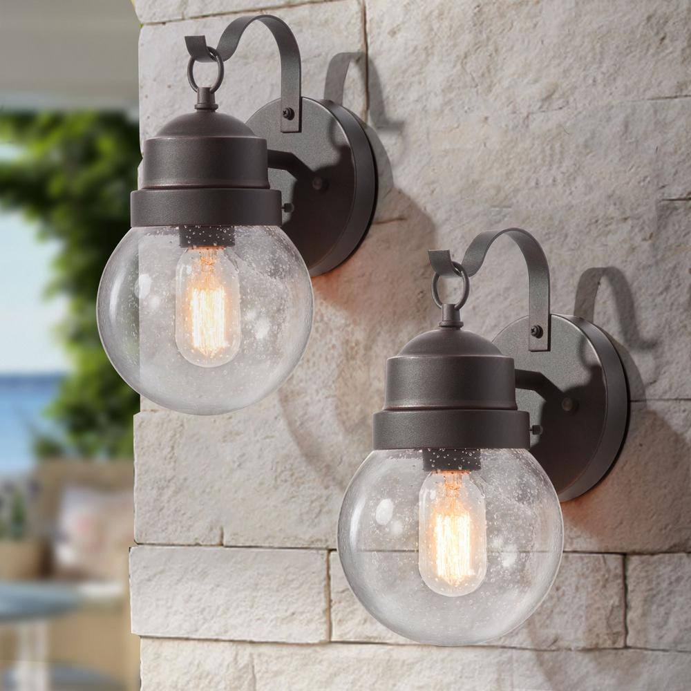 LNC Greet 1-Light Rusty Bronze Outdoor Barn Light Sconce with Clear ...