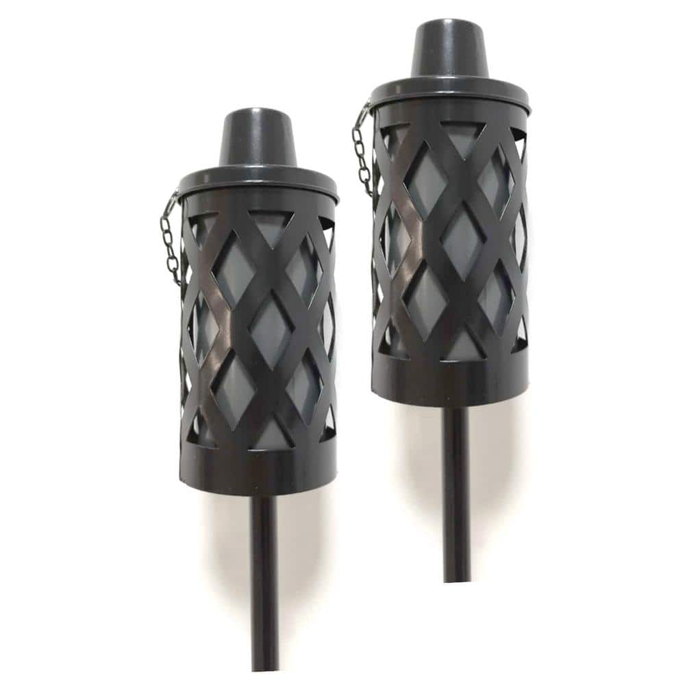 StyleWell 2-in-1 Black Lattice Garden Torch (2-Pack) 51732 - The Home Depot