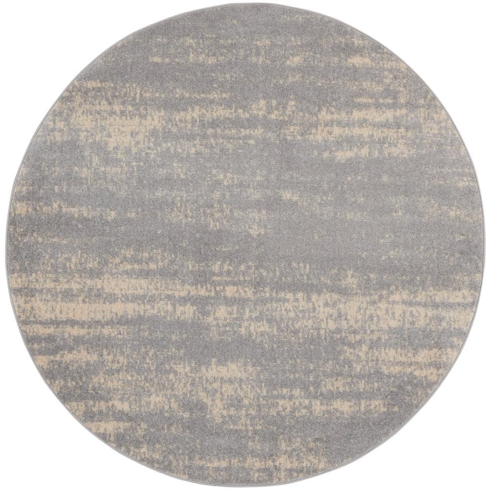 Nourison Nourison Essentials Grey Beige 6 ft. x 6 ft. Abstract ...