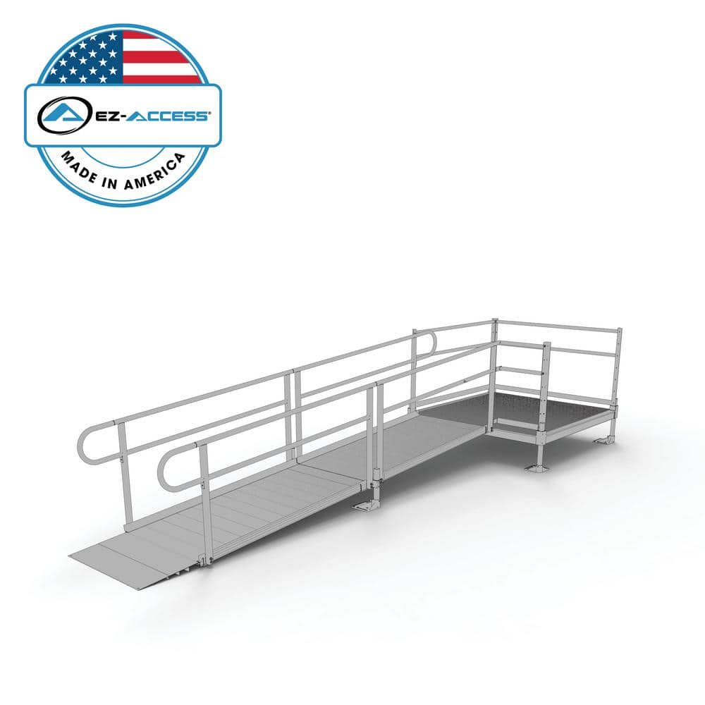 EZ-ACCESS PATHWAY 12 ft. Straight Aluminum Wheelchair Ramp Kit with ...