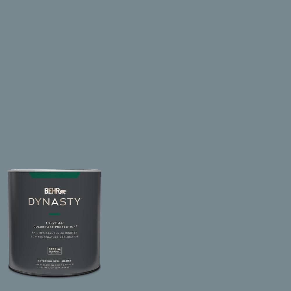 BEHR DYNASTY 1 qt. #N470-5 Norwegian Blue Semi-Gloss Enamel Exterior ...
