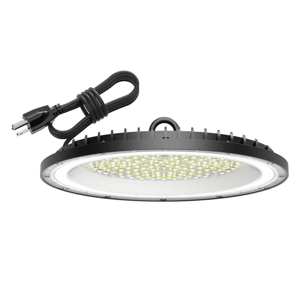 AIKVSXER 10.6 in. Black Integrated LED UFO High Bay Light 45000 Lumens ...