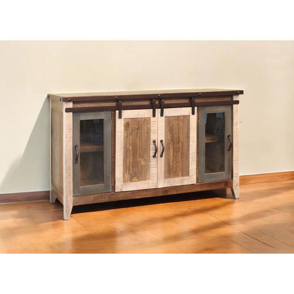 HomeRoots Brown TV Stand Fits TV's up to 60 in. with Shelves, Cabinet ...