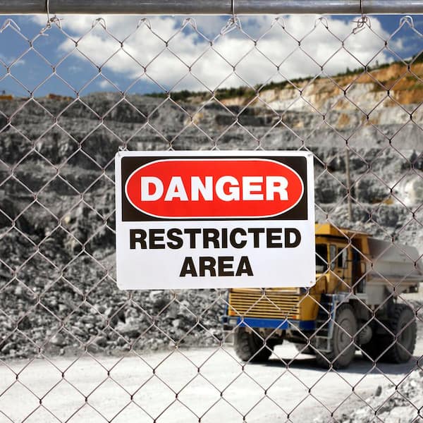 Restricted Area Sign On Fence Stock Photos Restricted Area Sign On