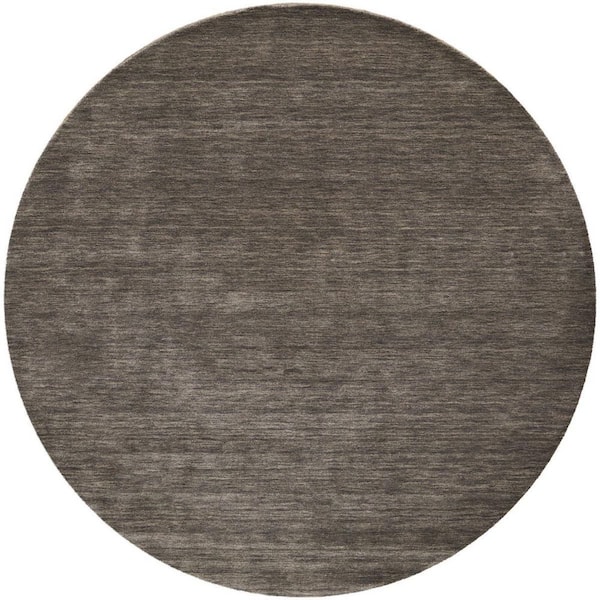 HomeRoots 8 ft. Round Brown Abstract Area Rug 2000567893 - The Home Depot