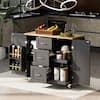 Harper & Bright Designs Black Rubber Wood Kitchen Cart with Door ...