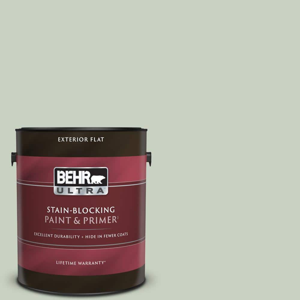 BEHR ULTRA 1 gal. #PPU11-12 Mild Mint Flat Exterior Paint & Primer ...