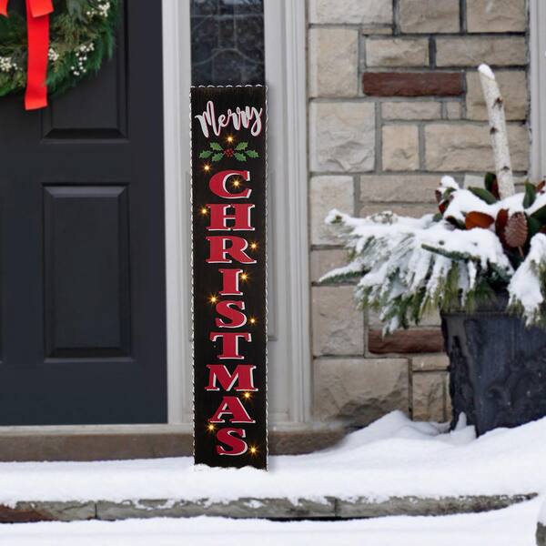 Lighted Christmas Sign 39" Lighted Red & Silver Noel Outdoor Christmas