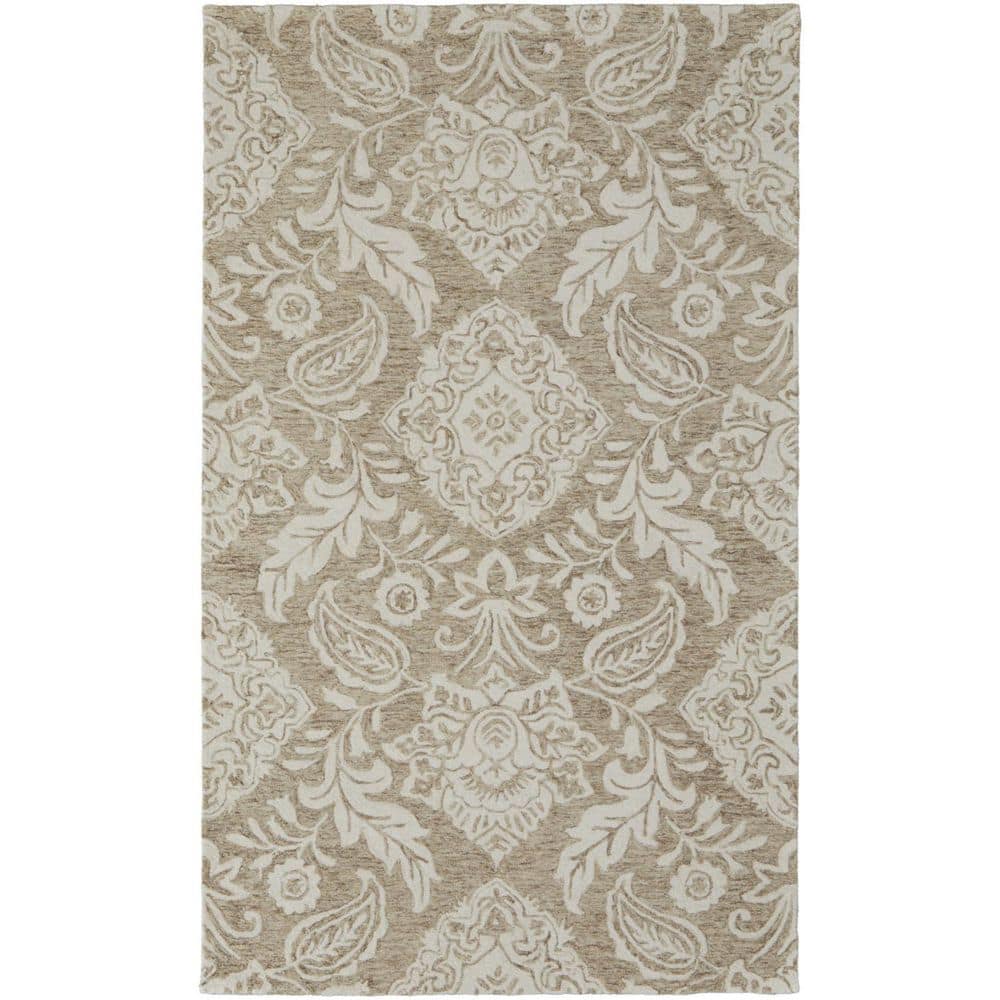 HomeRoots 9 ft. x 12 ft. Tan and Ivory Paisley Area Rug 2000512198 ...