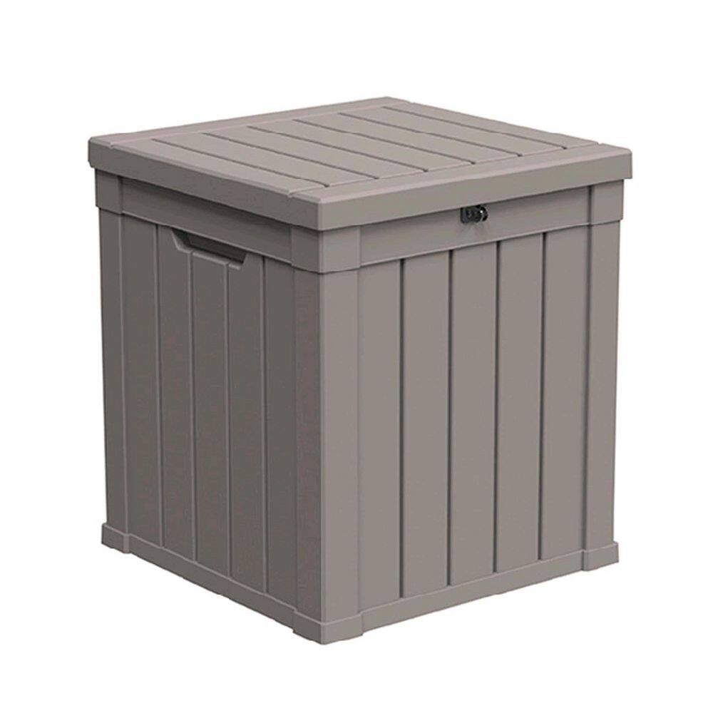 LuckByte 50 Gal. Resin Deck Box Outdoor Storage Box with high ...
