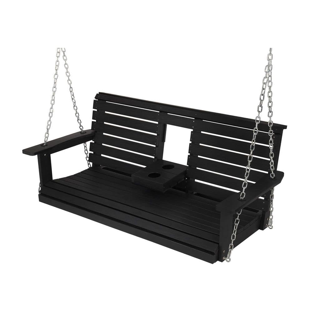 Innovaze Plastic Poly Lumber 5 ft. 3-Person Porch Swing with Foldable ...