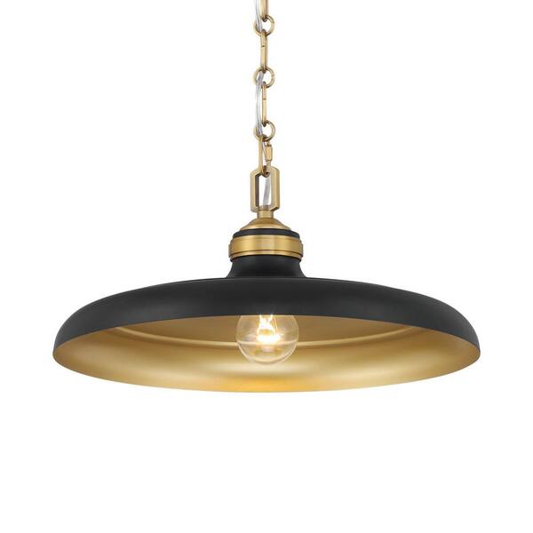 Minka Lavery Crowne 100-Watt 1-Light Dark Matte Black and Legacy Brass ...