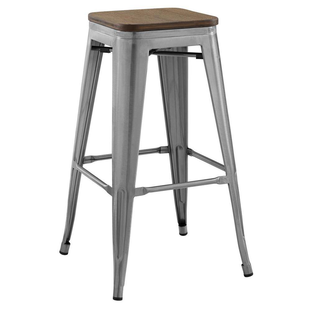 MODWAY Promenade 30 in. Gunmetal Bar Stool-EEI-2819-GME - The Home Depot