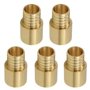 PLUMBFLEX 1/2 in. Brass Female Sweat Copper Adapter x 3/4 in. Pex Barb Pipe Fitting (5-Pack ...