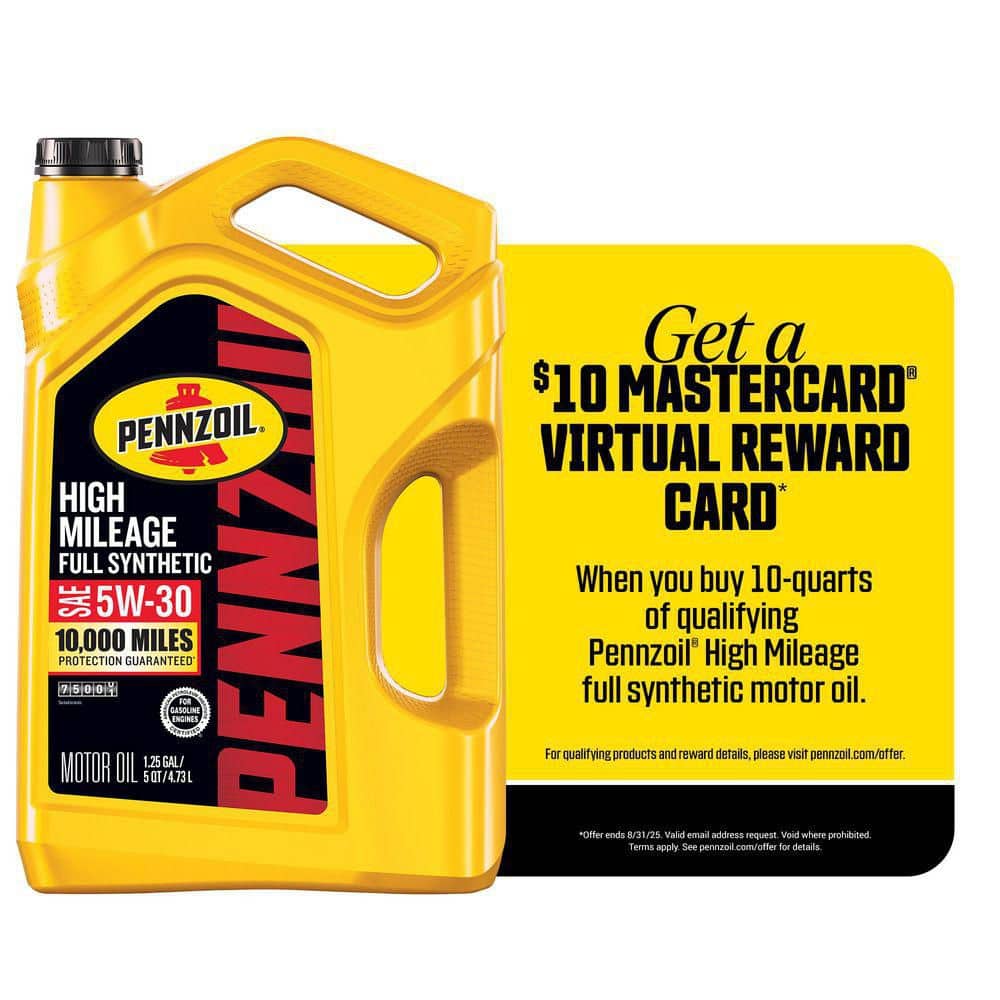 Pennzoil Full Synthetic High Mileage Motor Oil SAE 5W-30 Motor Oil 5 qt ...