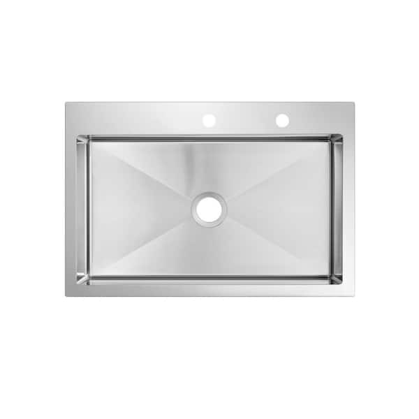 CHESHIRE 33 in. Drop-In/Undermount Single Bowl 18-Gauge Stainless Steel ...
