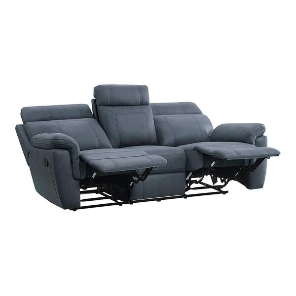 Microfiber Reclining Sofa Blue | Baci Living Room