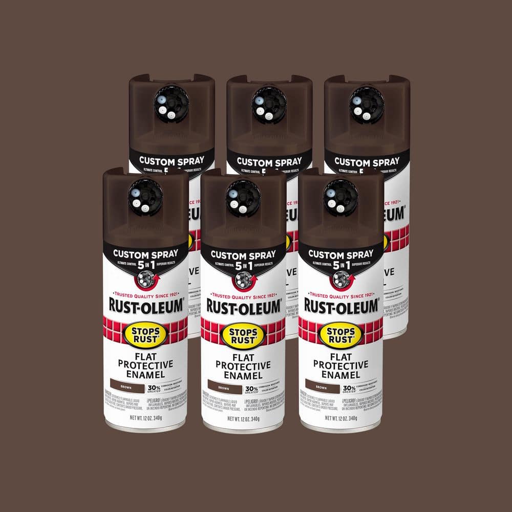 Rust-Oleum Stops Rust 12 oz. Custom Spray 5-in-1 Flat Brown Spray Paint ...