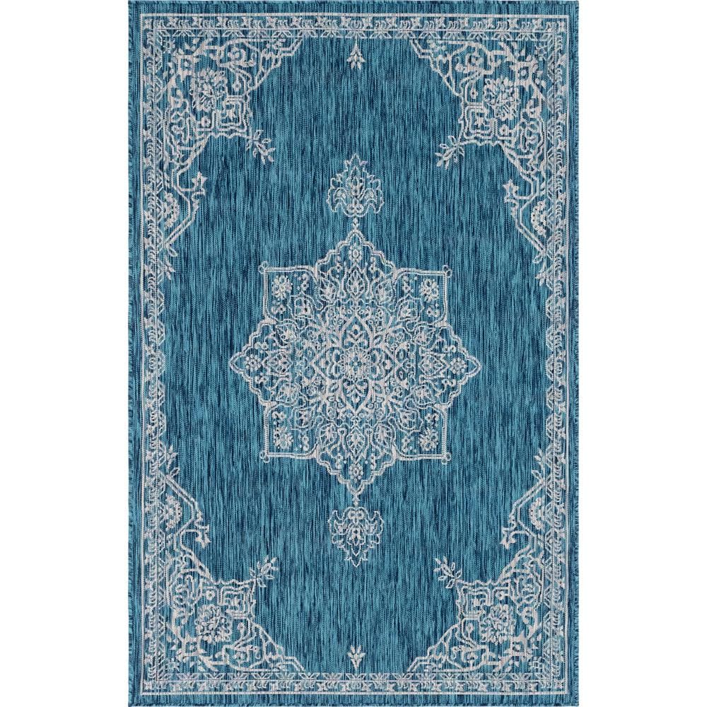 Unique Loom Teal Antique 8 ft. x 11 ft. Outdoor Area Rug 3145138 - The ...