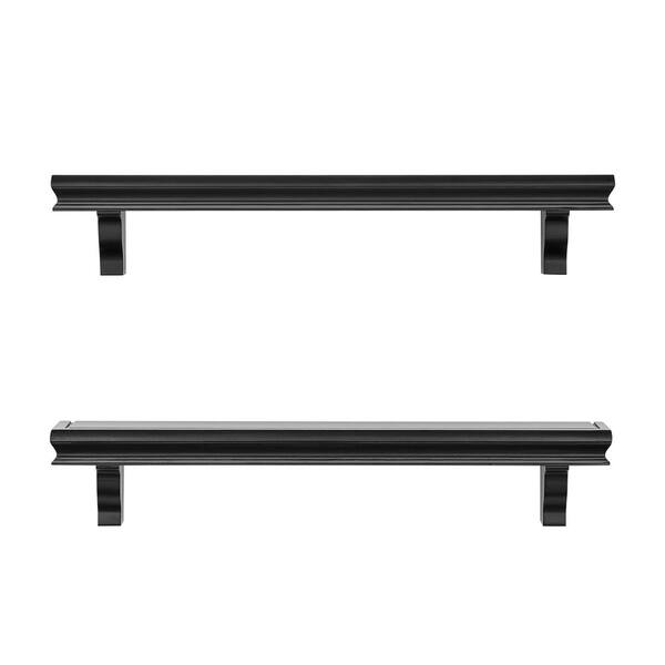 DANYA B 24 in. Black Floating Display Ledge Wall Shelves (Set of 2 ...