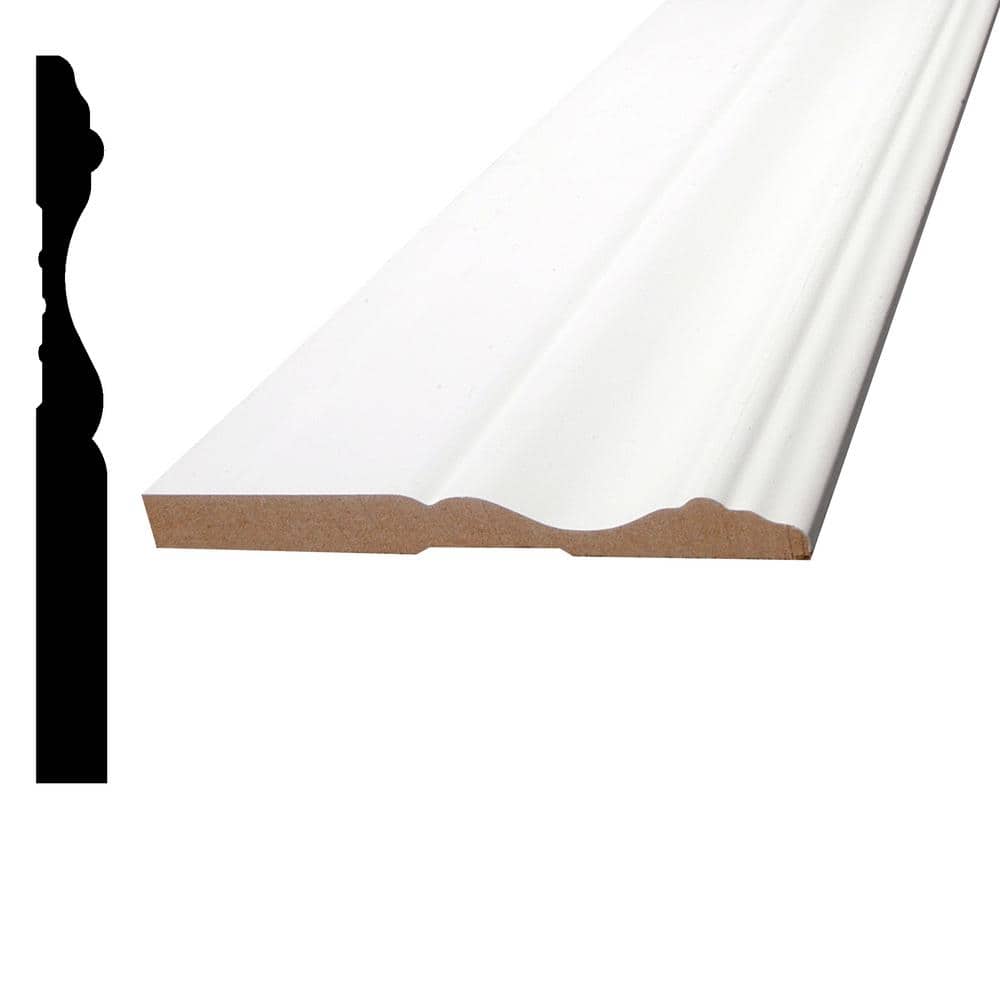 Alexandria Moulding Pro Pack 3/8 in. x 3-7/8 in. x 96 in. Primed MDF ...