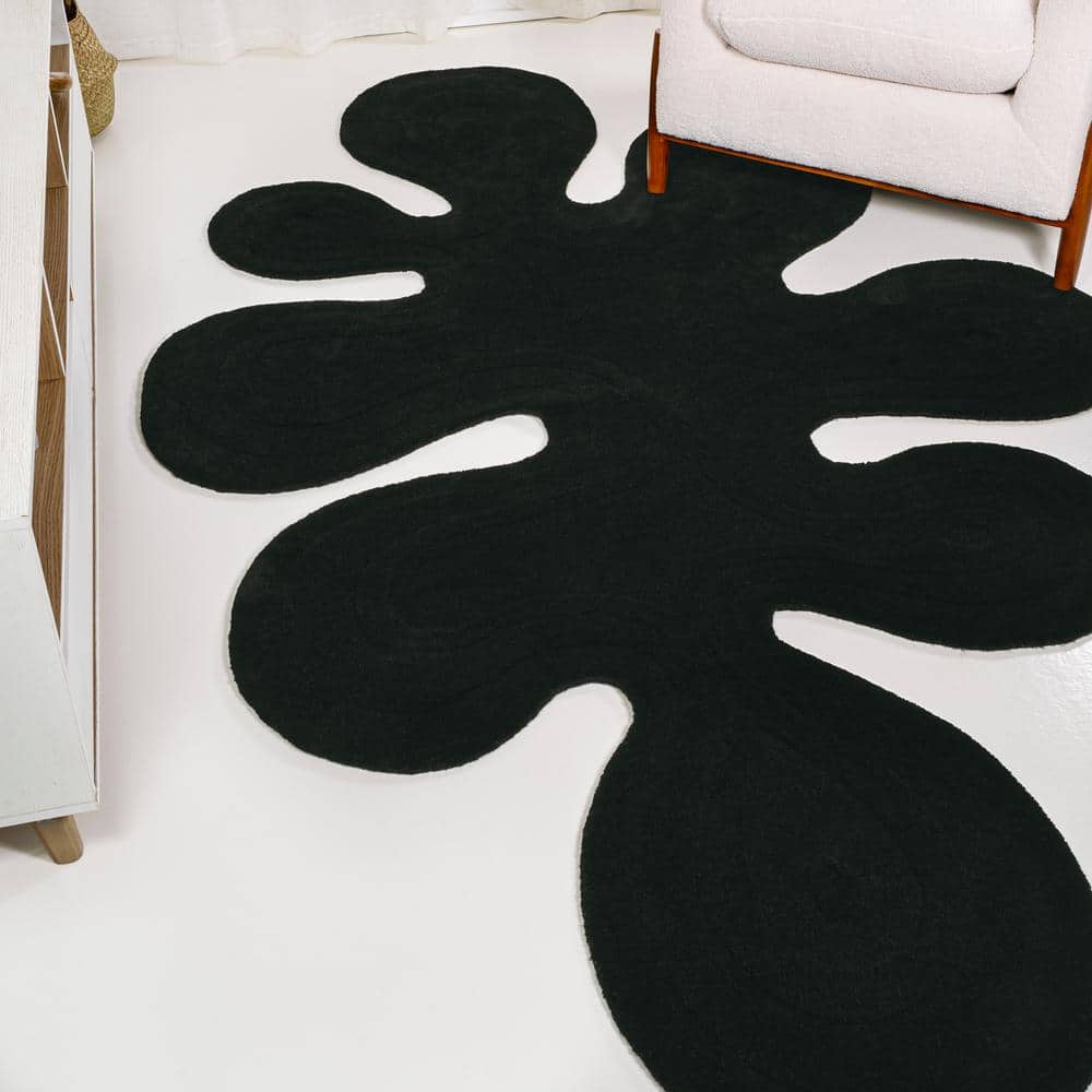 JONATHAN Y Black 6 ft. x 9 ft. Amoeba Contemporary Abstract Handwoven ...