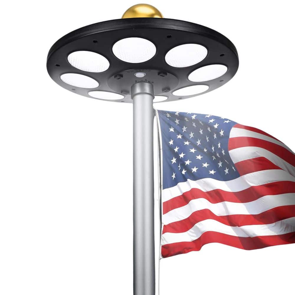 Justincity Solar Powered Flag Pole Light 132 LED Ultra-Bright with ...