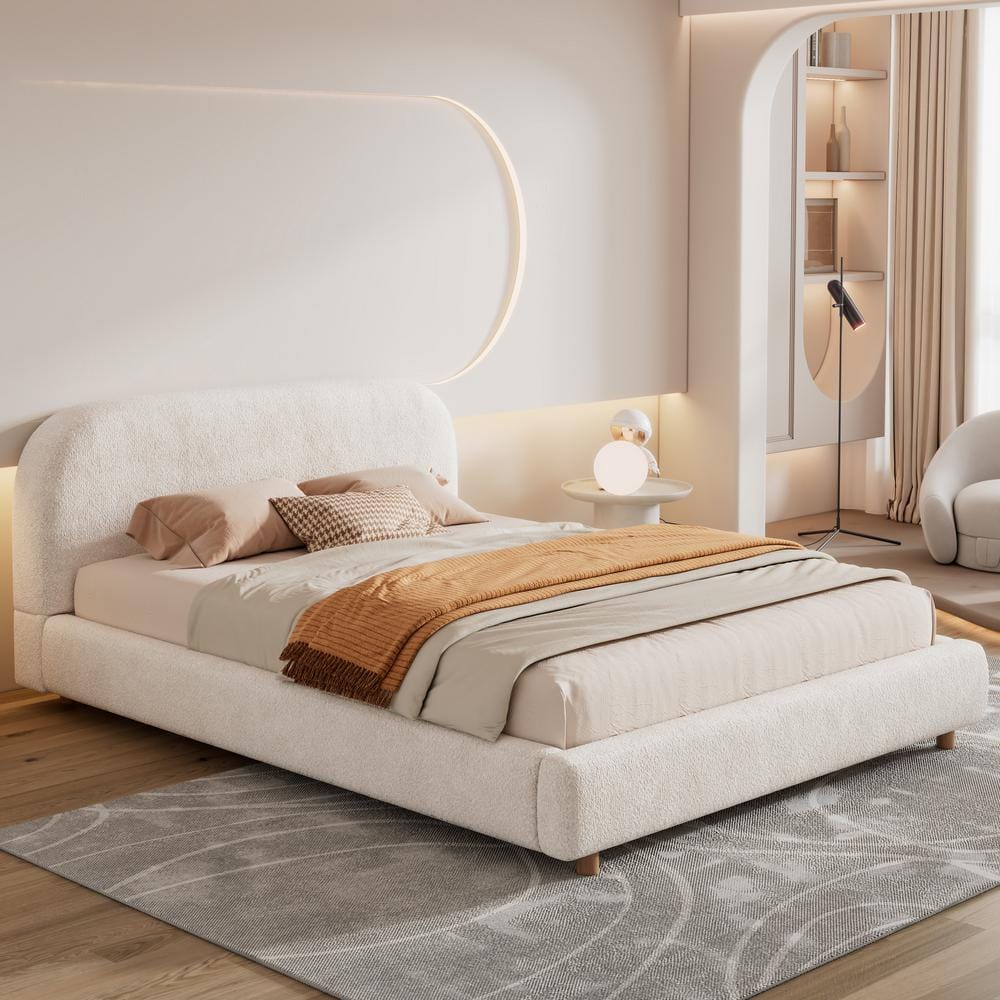 CHRISTOPHER KNIGHT HOME Solara White Boucle Fabric Upholstered Wood ...