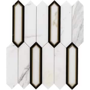 Ivy Hill Tile Zip Blue Celeste 1.93 in. x 0.39 in. Polished Marble and ...