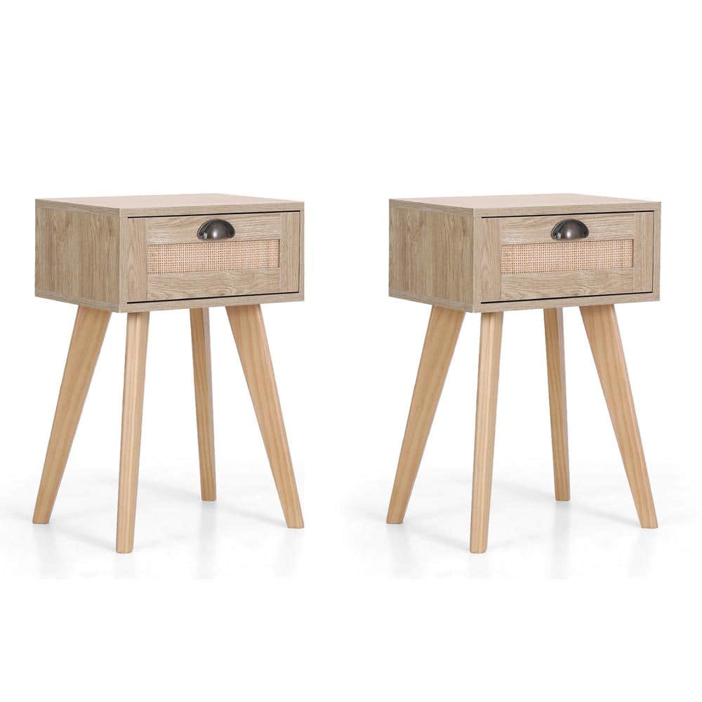 PHI VILLA 15.75 in. Oak Look Finishing Rectangle End Table with ...