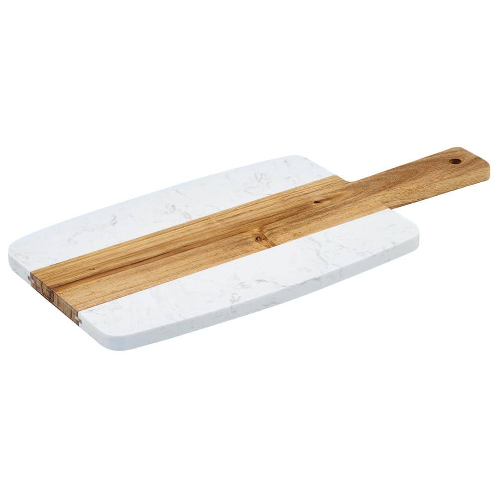 Winco 15 in. Marble and Wood Serving Board SBMW-157 - The Home Depot