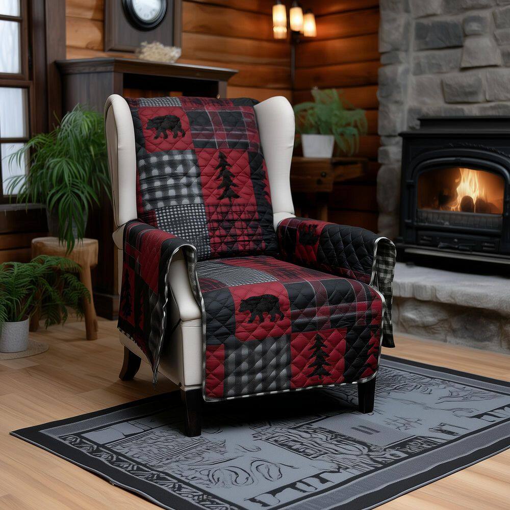 DONNA SHARP Red Forest Black and Red Polyester 1-Piece Furniture Chair ...