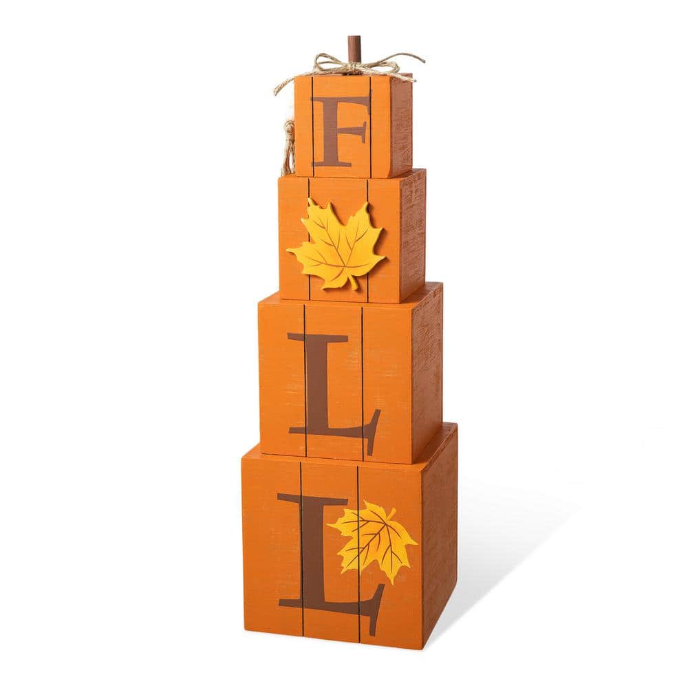 Glitzhome 25.5 in. H Halloween and Fall Wood Reversible Boxed Porch ...