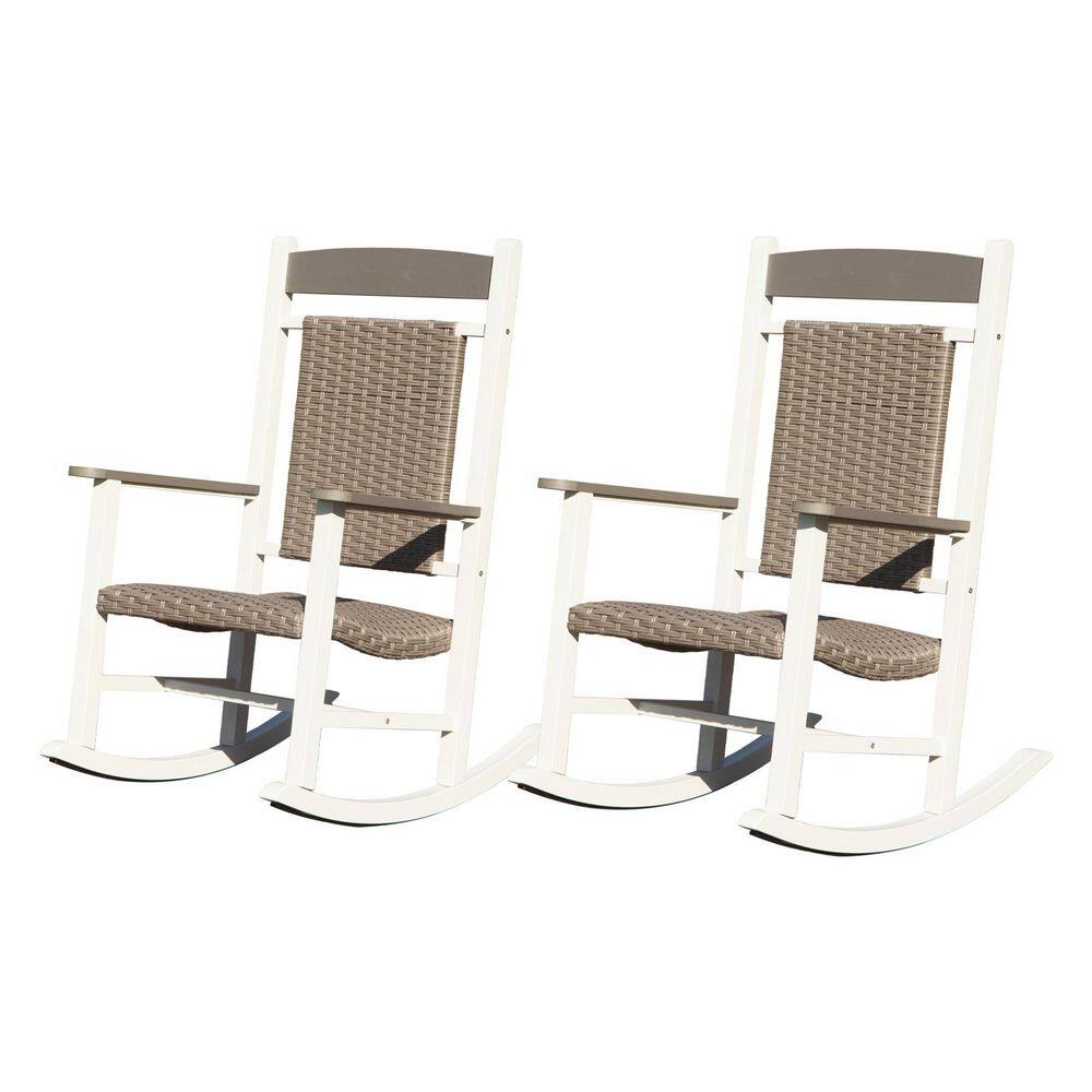 Weather-Resistant Wicker Outdoor Rocking Chair with 380lbs Support in ...