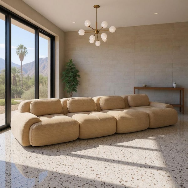 Homy Casa SMZO 152.7 in. Modular Corduroy Sectional Sofa with Curved ...