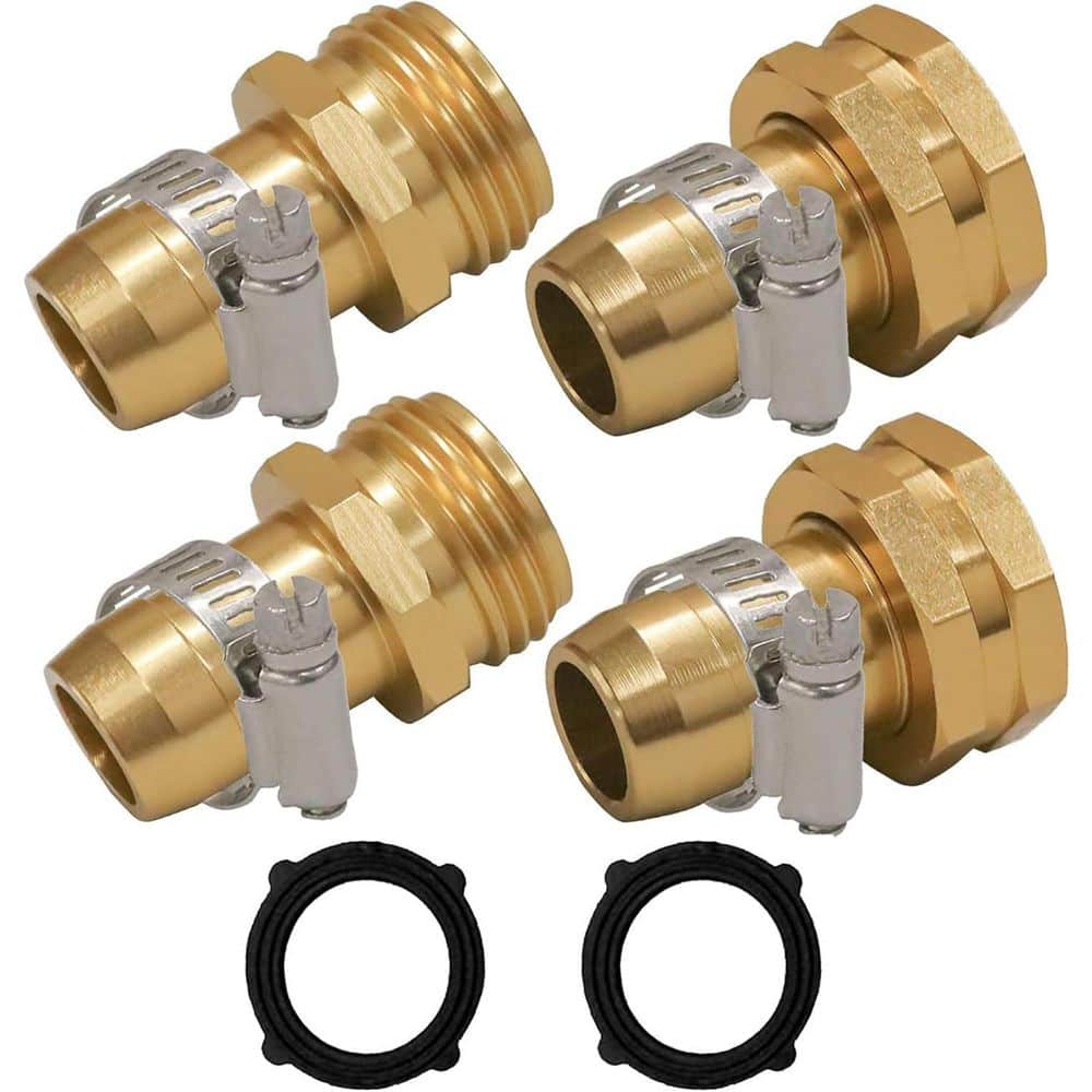 Cubilan Garden Hose Repair Connectors with Clamps, 2 Sets Male and ...
