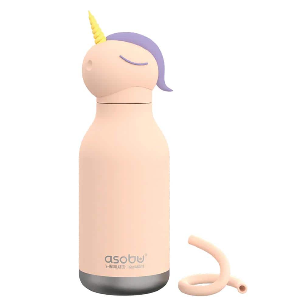 ASOBU Bestie Bottle 16 oz. Pink Unicorn Stainless Steel Insulated Water ...