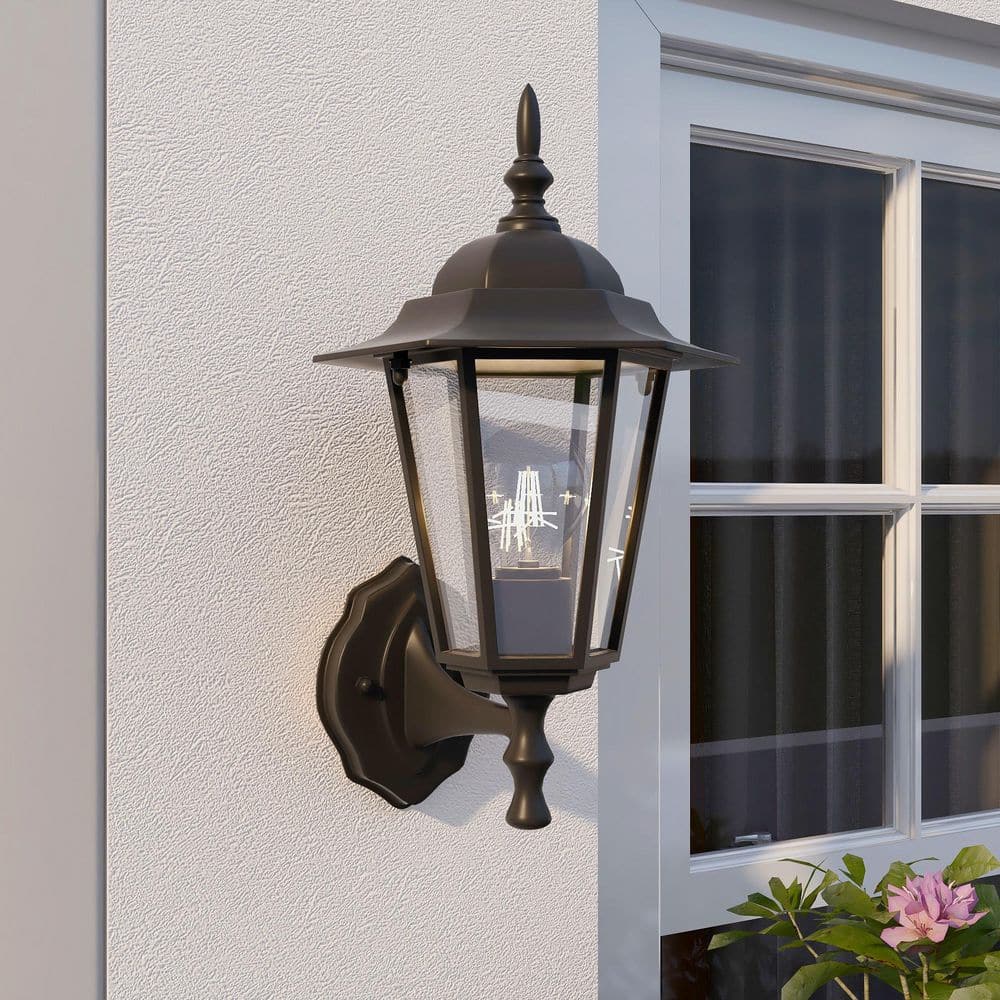 Uixe 1-Light Matte Black Porch Light Outdoor Hardwired Wall Lantern ...
