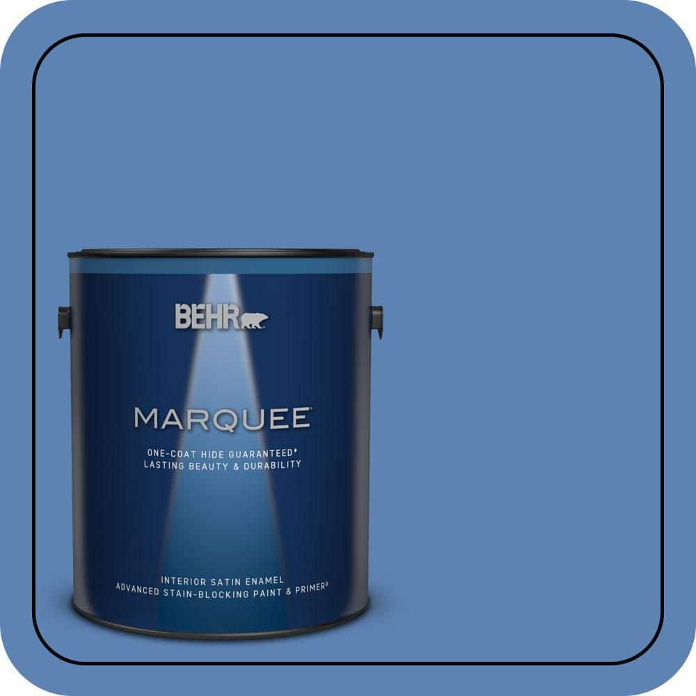 BEHR MARQUEE 1 gal. #PPU15-06 Neon Blue One-Coat Hide Satin Enamel ...