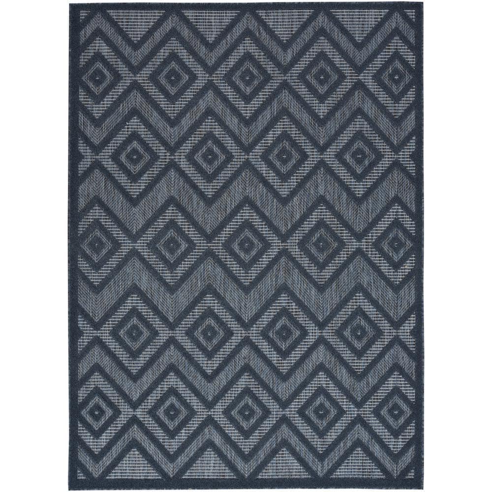 Nourison Versatile Navy Blue 6 ft. x 9 ft. Geometric Contemporary ...