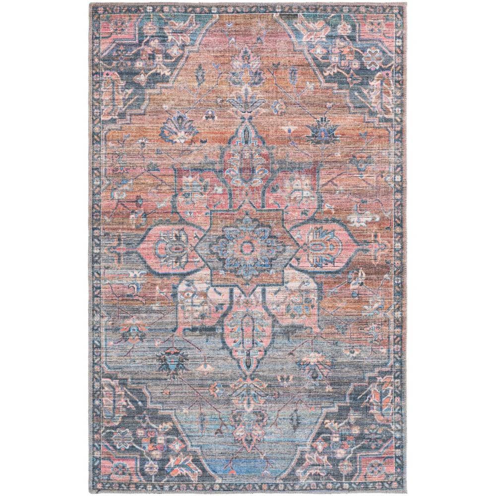 Unique Loom Nostalgia Gem Multi 4 ft. x 6 ft. Machine Washable Area Rug ...