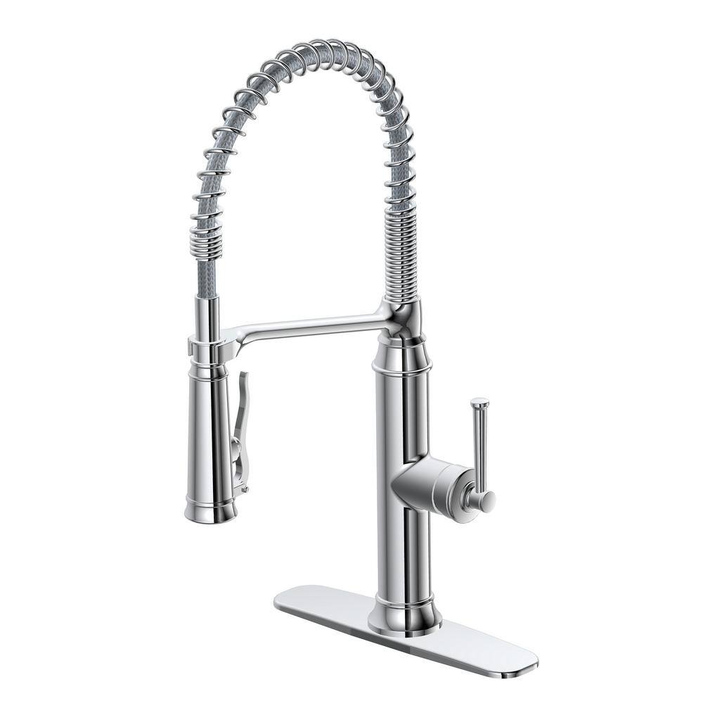 Glacier Bay Linscott Single Handle Coil Spring Neck Pull Down Sprayer ...