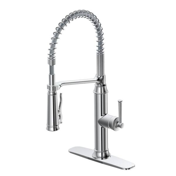 Glacier Bay Linscott Single Handle Coil Spring Neck Pull Down Sprayer ...