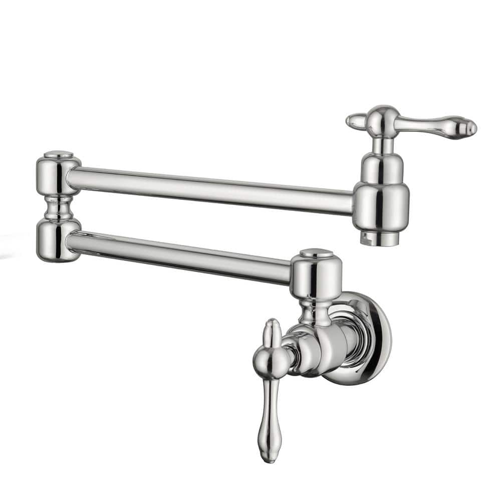 Fapully Double Handle Classic Wall Mount Pot Filler Kithen Faucet with ...